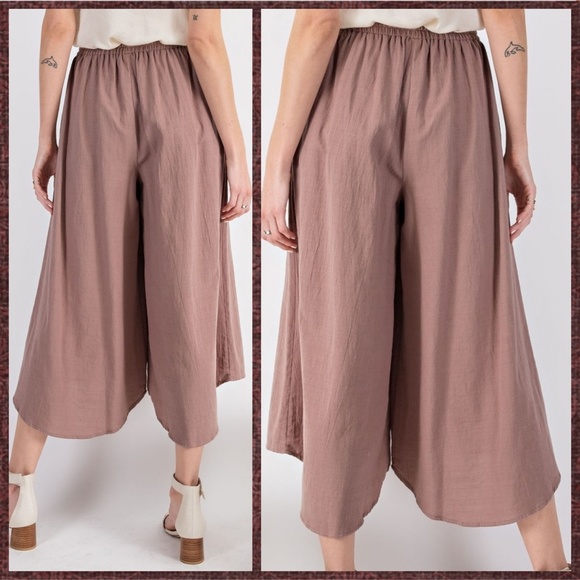 easel | Pants & Jumpsuits | Easel High Waist Wide Leg High Low Cropped ...